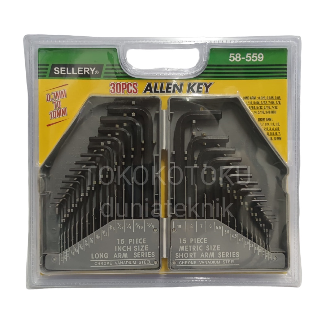 Jual SELLERY 30 PCS ALLEN KEY KUNCI L SET INCI MILI 0.7-1.0 MM 58-559 ...