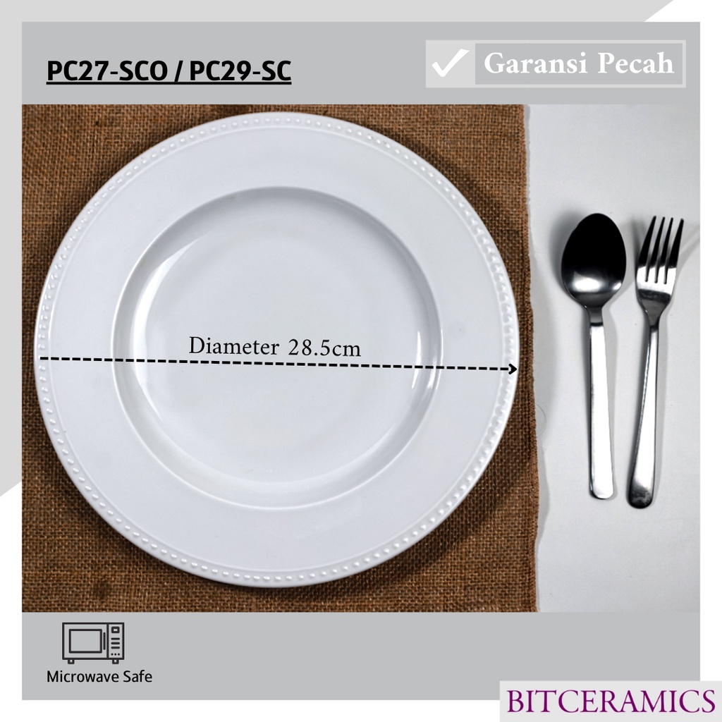 Jual Piring Saji Keramik 28.5CM (1PCS) Putih By Indo Keramik / Piring ...