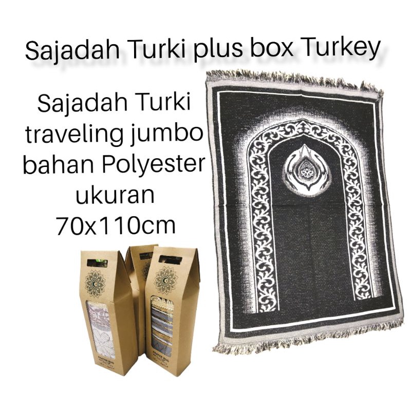 Jual COD Sajadah Turki Plus Box Turkey Sajadah Hitam Traveling Jumbo ...
