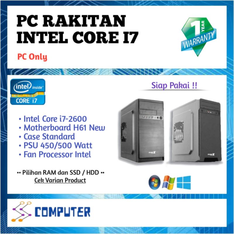 Jual Komputer PC Rakitan Core i7 2600 Kantor / Kasir / Sekolah Siap Pakai | Shopee Indonesia