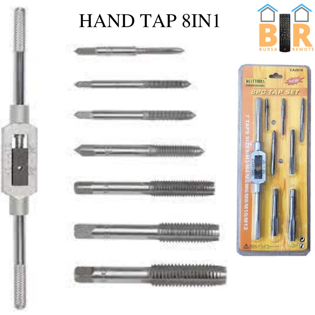 Jual HandTap Die Set 8PCS M3 - M12 M3 M4 M5 M6 M8 M10 M12 / Hand Tap Senai Drat Derat Baut Alat ...