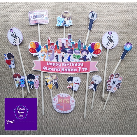 Jual topper kue ulang tahun BTS toper ultah bangtan boys | Shopee Indonesia