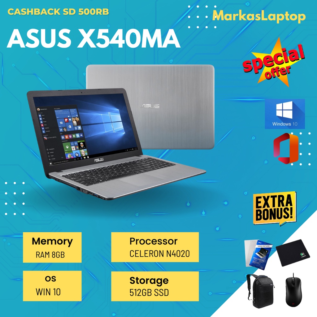 Jual ASUS X540MA CELERON (8GB / 512GB SSD / 14'INCH / WINDOWS 10) | Shopee Indonesia