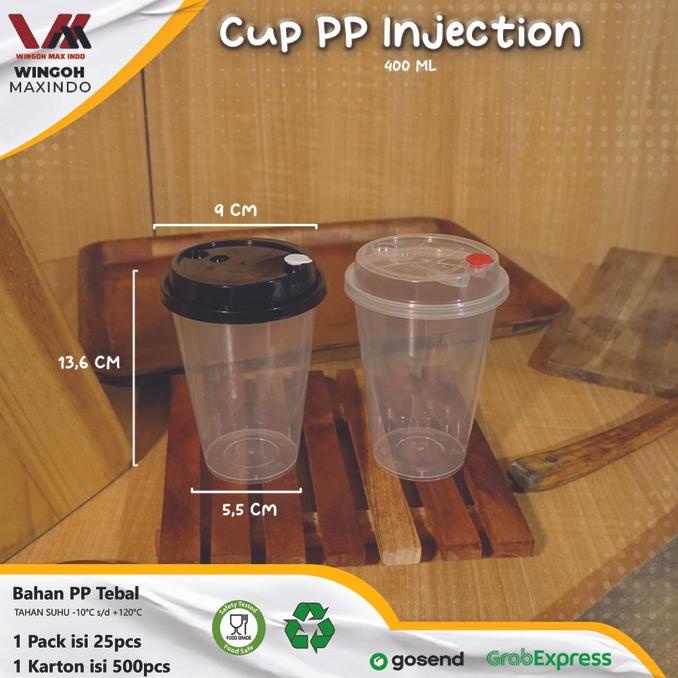 Jual [ 500 PCS ] CUP INJECTION 400ML - GELAS PLASTIK BOBA 14OZ - WINGOH ...