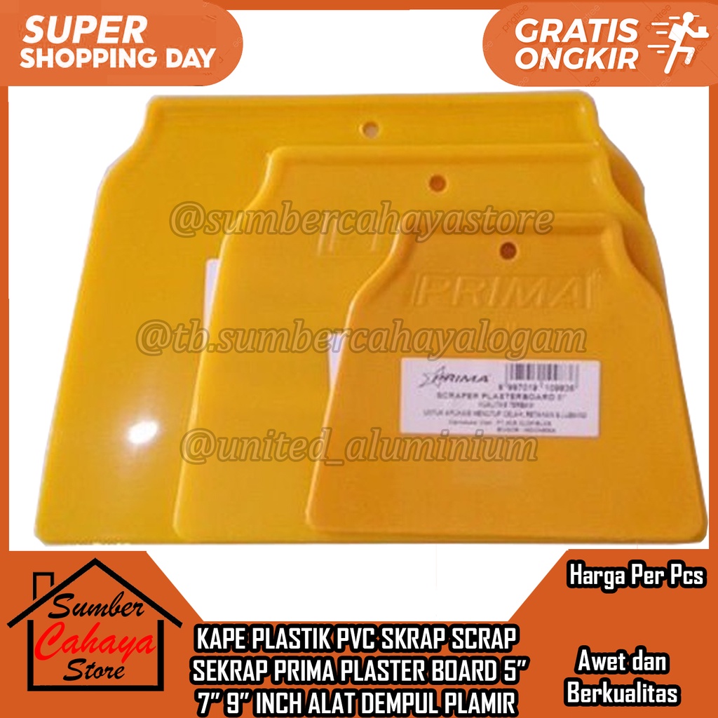 Jual Kape Plastik 5 7 9 Inch Dempul Tembok Kompon Scrapper Pvc Kuat ...