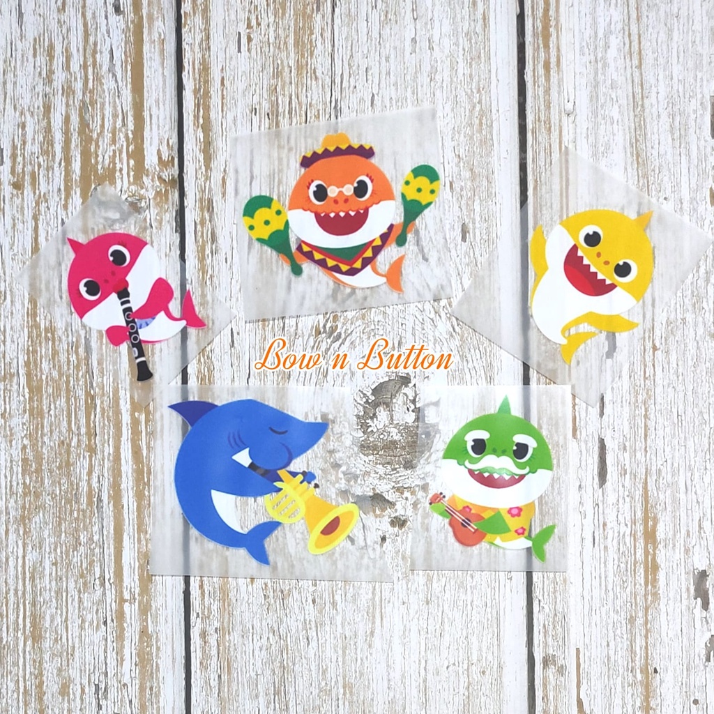 Jual Sticker Sablon Baju Baby Shark Mommy Daddy Shark Iron DIY Patch ...