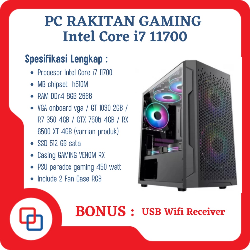 Jual PC Desktop PC RAKITAN GAMING Intel Core i7 11700 SSD Gaming Design ...