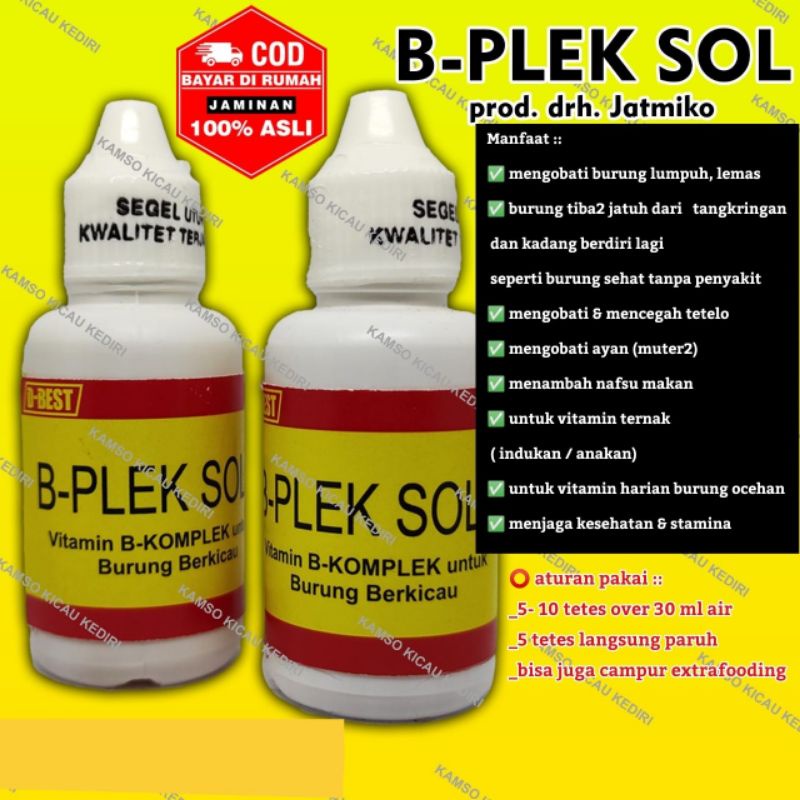 Jual B PLEK SOL BPLEK SOL DRH JATMIKO VITAMIN B KOMPLEK BURUNG HEWAN ...