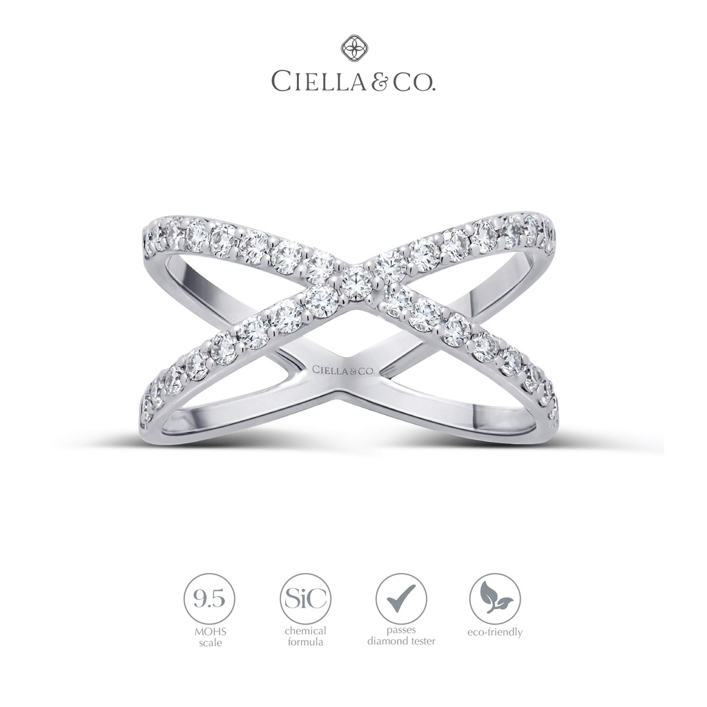 Jual Ciella & Co - X Criss Cross Ring Cincin Moissanite Stacking Ring ...