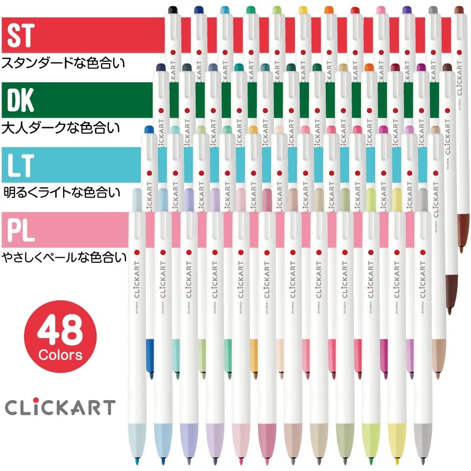 Jual Zebra ClickArt Click Art 0.6mm Marker Fine Liner 1 Set 12 Colors ...