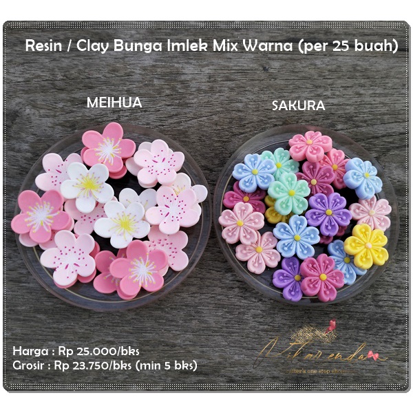 Jual GIMLK-212 : Resin / Clay Bunga Imlek Mix Warna (per 25 buah ...