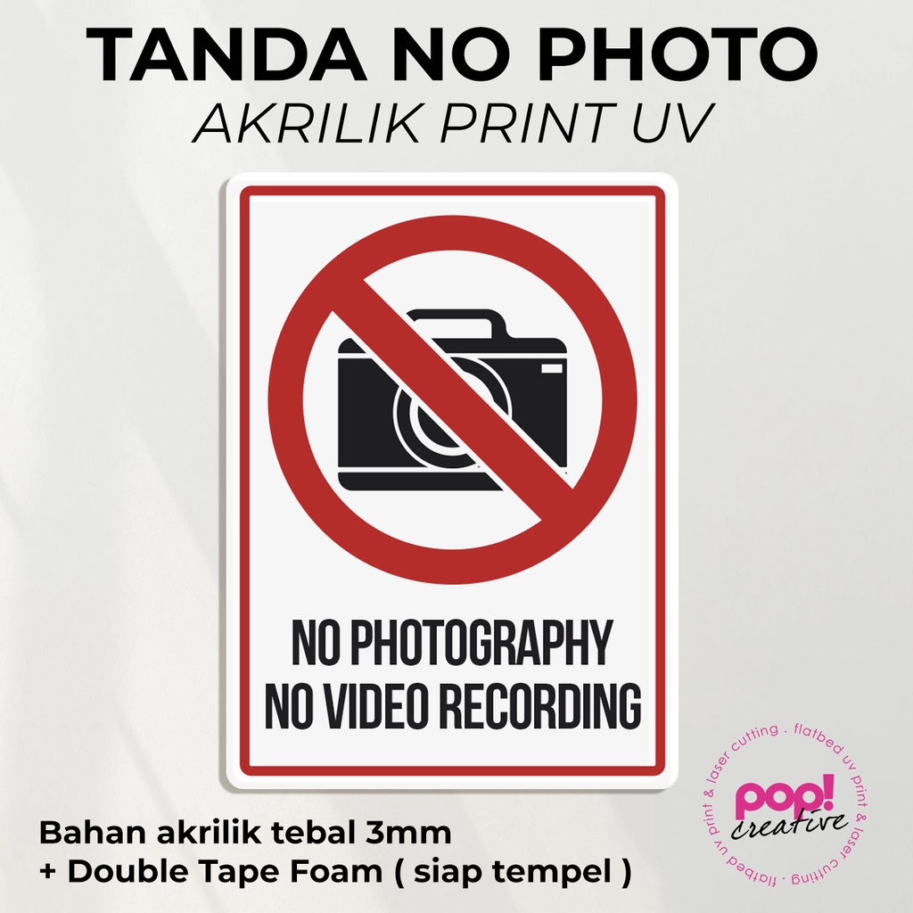 Jual Tulisan No Photo No Video Recording Tempelan Dinding Kantor ...