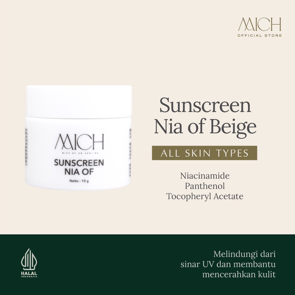 Jual MICH Sunscreen Nia OF Beige with SPF 30 10gr - Cream Siang dengan ...