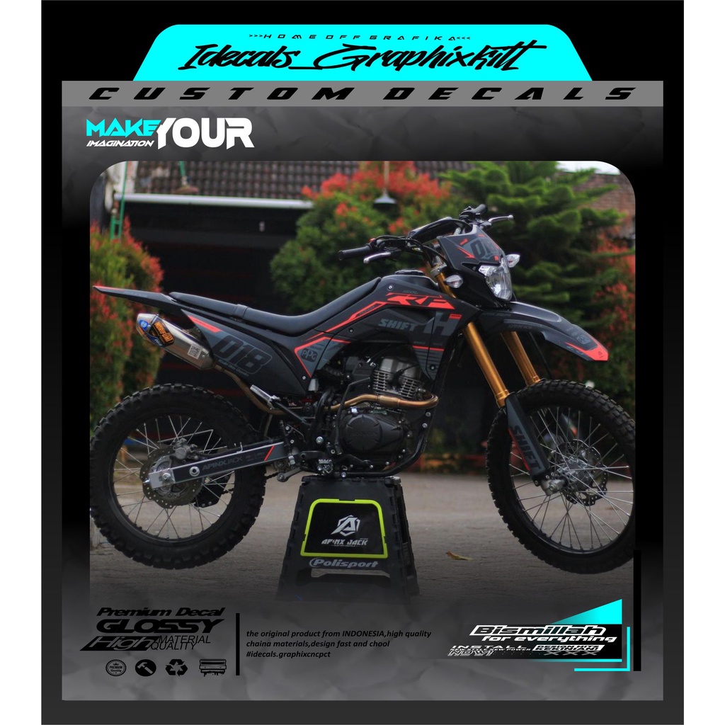 Jual 00414 sticker decals fullbody honda crf 150L tema garis abu abu orange simpel bebas custom ...