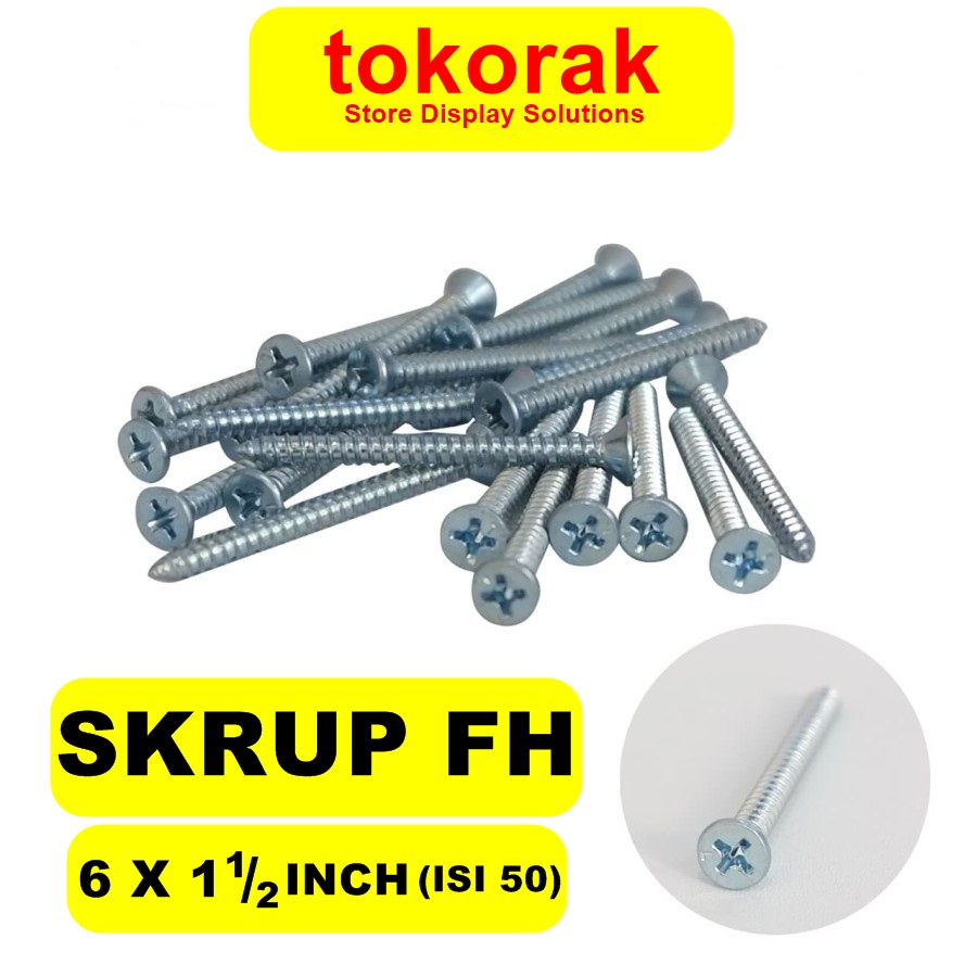 Jual SKRUP FH 6*1 1/2 INCH ISI 50 PCS SEKRUP LION BRAND | Shopee Indonesia