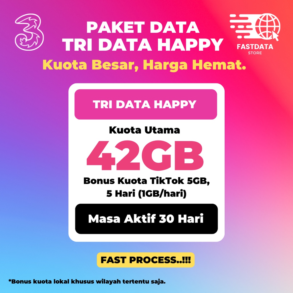 Jual PAKET DATA TRI HAPPY & UNLIMITED ALWAYS ON SUPER MURAH PROSES CEPAT | Shopee Indonesia