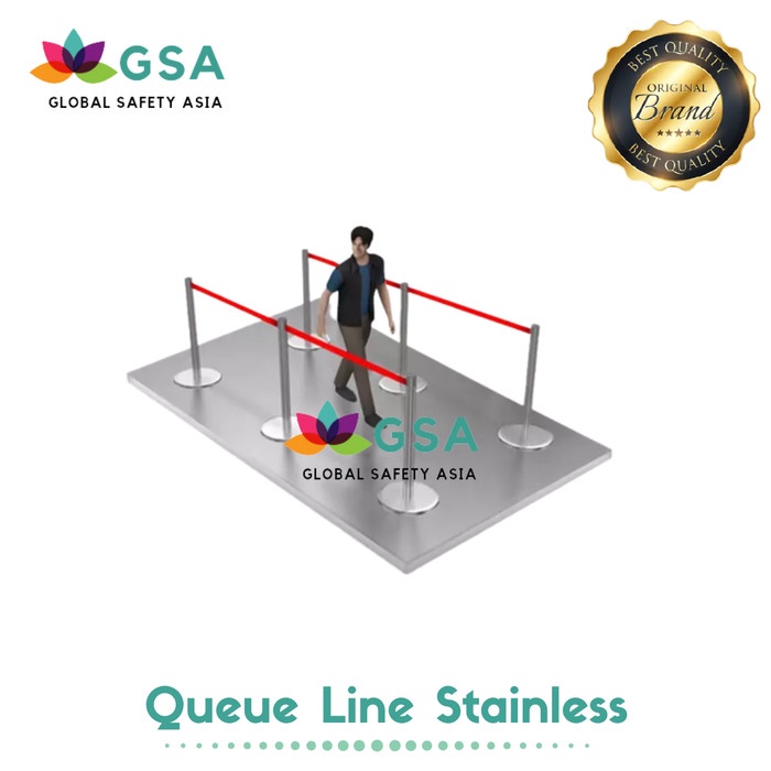 Jual Pita Pembatas Queue Line Stainless Tiang Antrian Pita 3 Meter ...