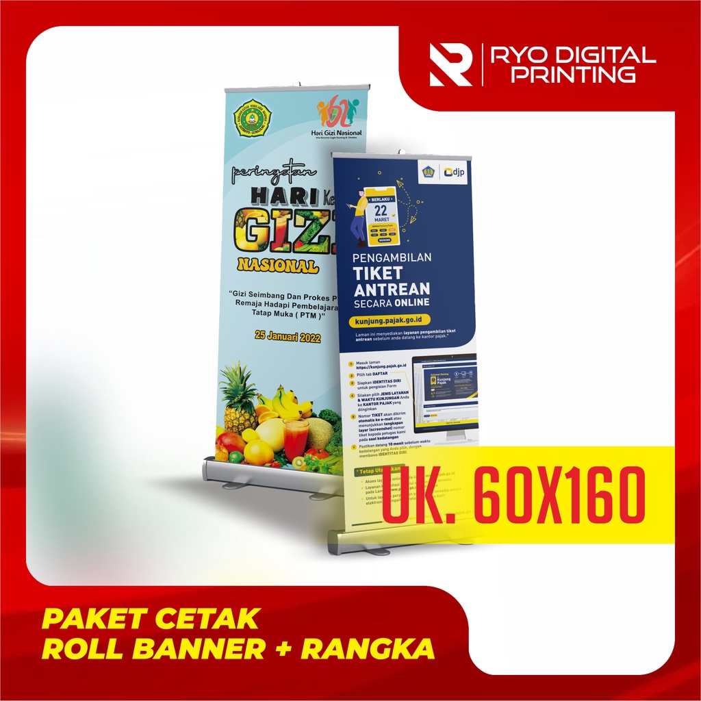 Jual PAKET CETAK ROLL BANNER + RANGKA ukuran 60x160cm | Shopee Indonesia