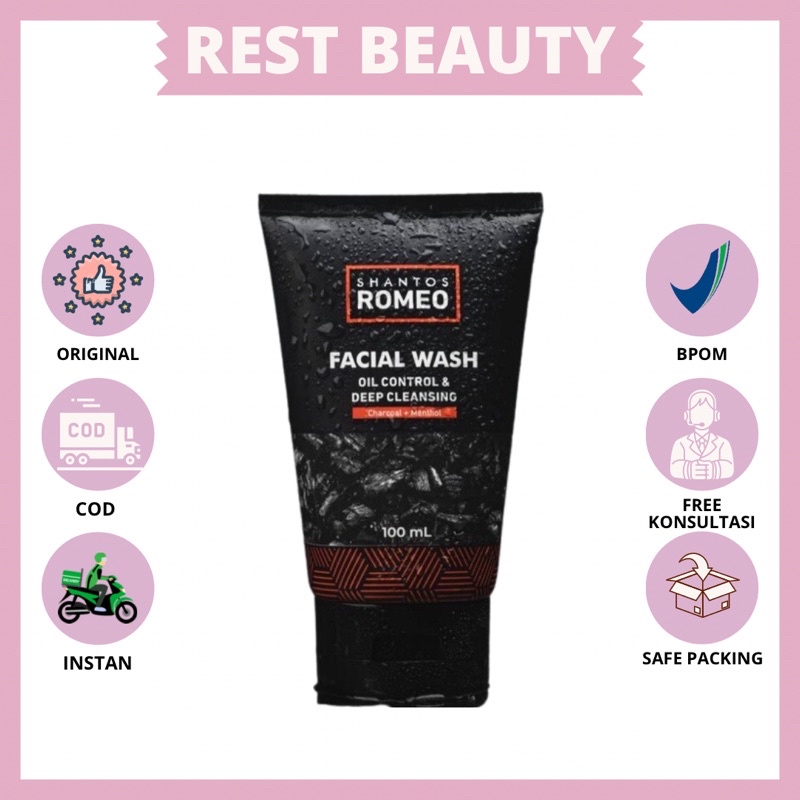 Jual SHANTOS ROMEO - Facial Wash Oil Control & Deep Cleansing Charcoal ...
