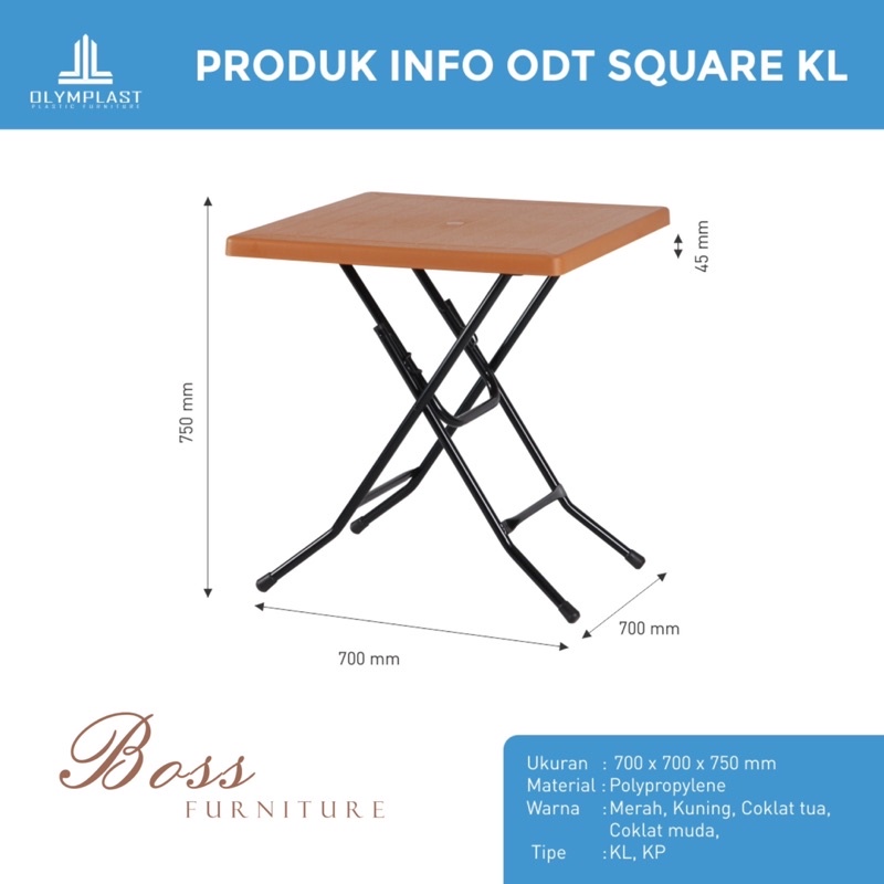 Jual Meja Persegi Kafe Restoran Meja Lipat ODT Square Olymplast ...