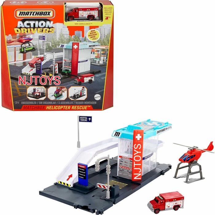 Jual Matchbox Action Drivers Helicopter Rescue Track Playset track ...