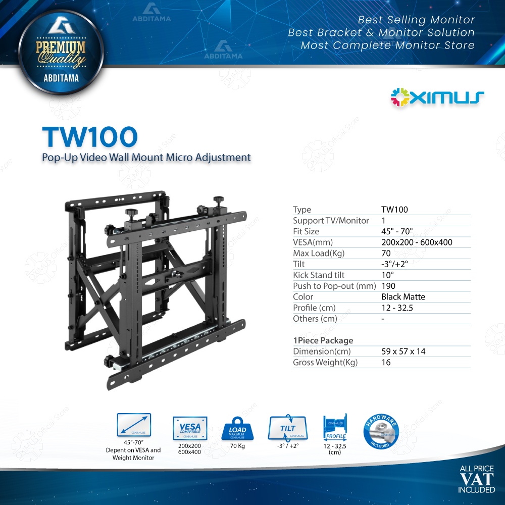 Jual Bracket LED TV Video Wall Pop Up Tilt Micro Adjustment OXIMUS ...