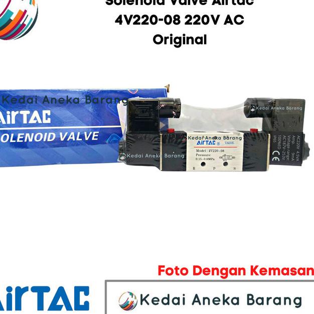 Jual Solenoid Valve Airtac 4V220-08 4V220 08 220V AC / 24V DC Pneumatic ...