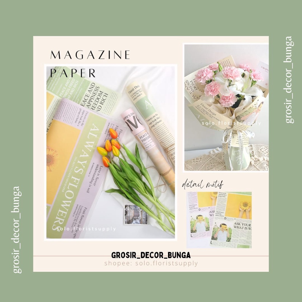 Jual [SW] FLOWER WRAPPING MAGAZINE PAPER CRAFT KRAFT ESTETIK kertas ...