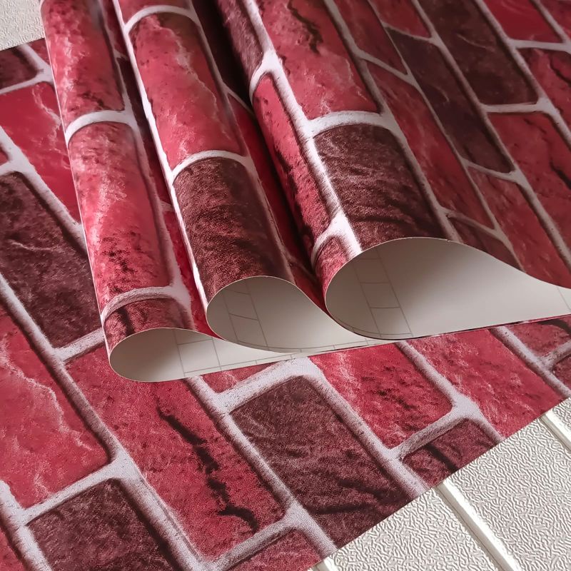 Jual Wallpaper Sticker Dinding Motif Batu Bata Merah Hati Coklat Tua ...