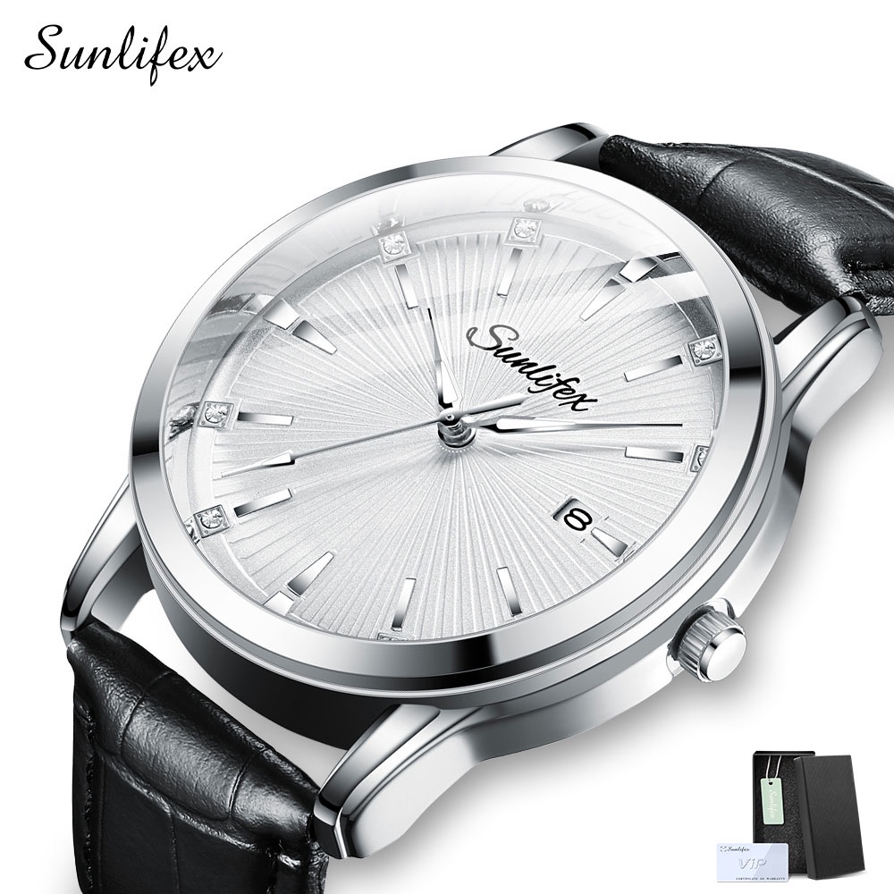 Jual Sunlifex Jam Tangan Pria Kuarsa Anti Air Pria Tali Kulit Bisnis ...