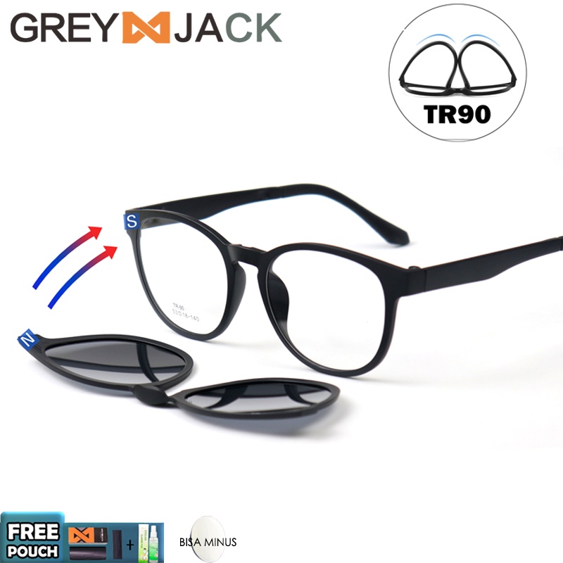 Jual Grey Jack Kacamata Clip on 2in1 sunglasses frame Tr90 Lensa Polarized Anti UV silau model ...