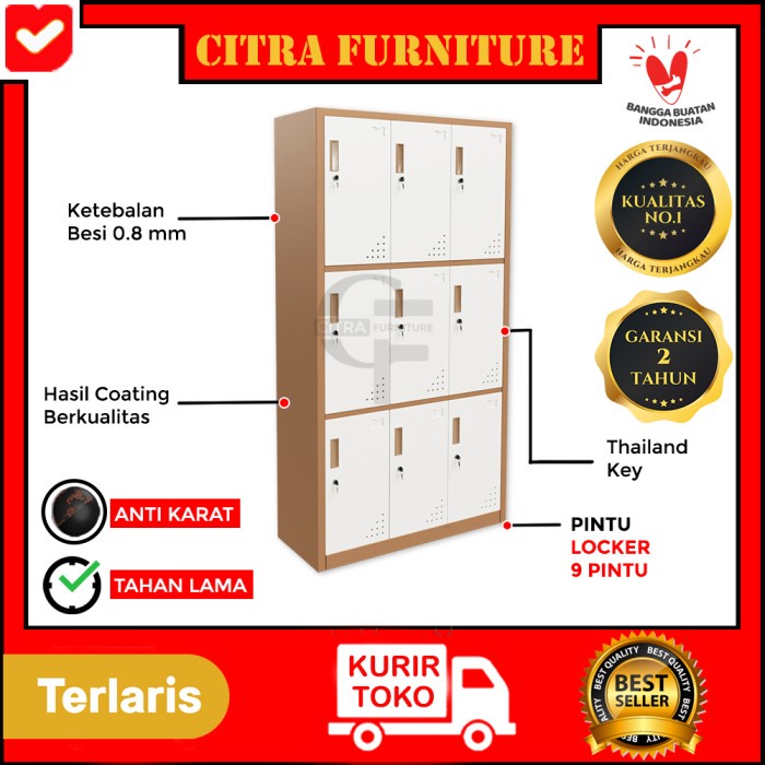 Jual Filling Cabinet Loker Besi 9 Pintu Kunci Locker KaryawanArsip File ...