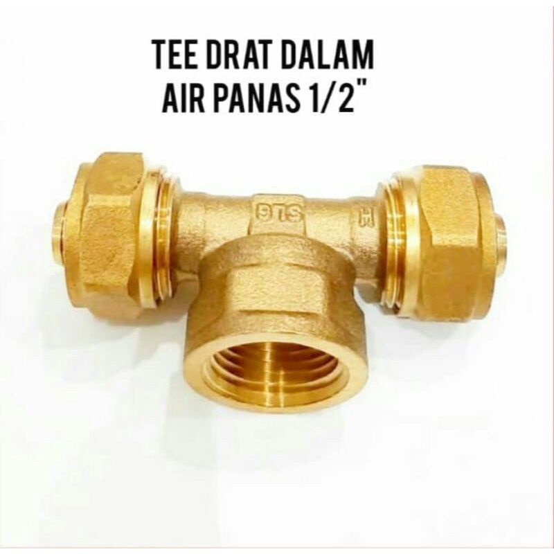 Jual sambungan tee drat dalam kuningan / sambungan pipa air panas kuningan / water heater ...