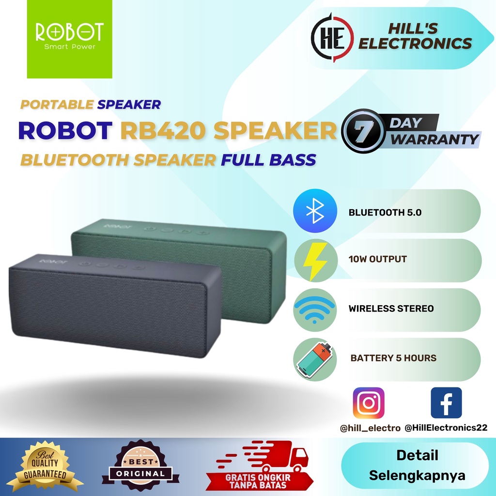 Jual Robot Speaker Bluetooth Superbass Mini Stereo RB420 - Green ...