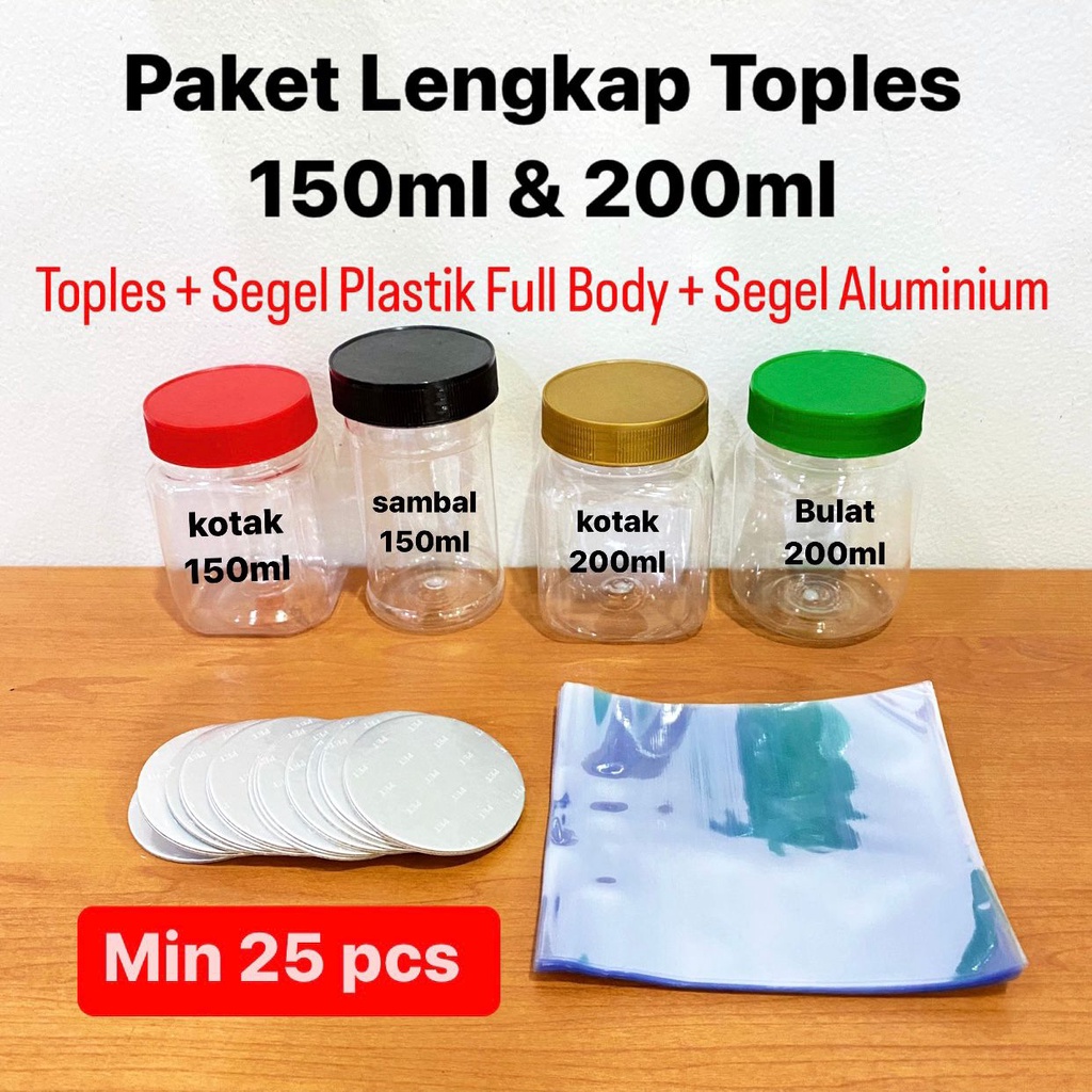 Jual Paket Lengkap Toples 100ml 150ml 200ml + Segel Plastik Full botol ...