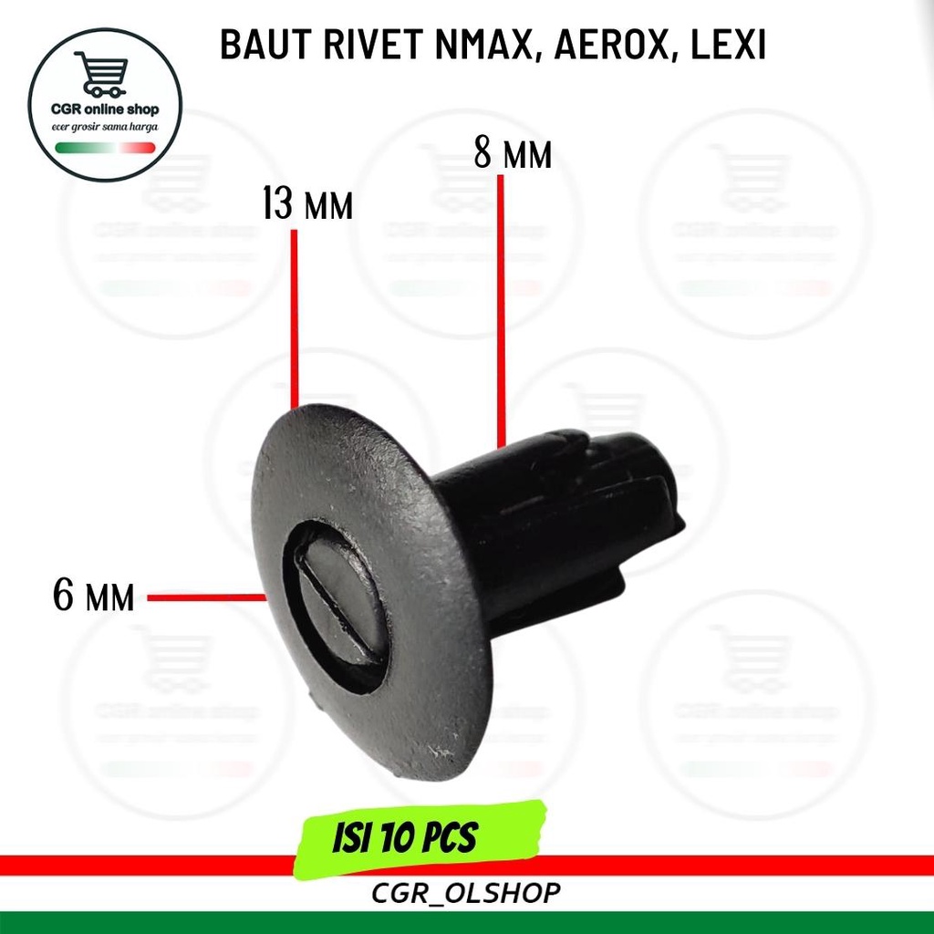 Jual Baut RIVET baut klip kancing bodi plastik Nmax Aerox Lexi isi 10 ...