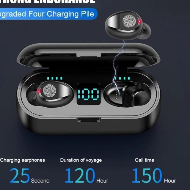 Jual Headset - Earphone Bluetooth TWS F9-5.1 LED Display Smart Touch Finger - F9-5.1 | Shopee ...