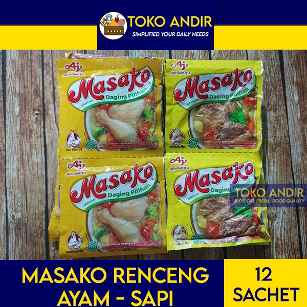 Jual Masako Renteng Isi 12 Sachet Penyedap Rasa Kaldu Ayam dan Sapi ...