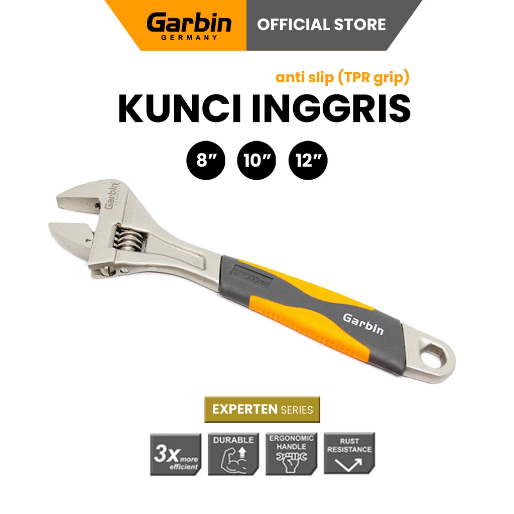 Jual Kunci Inggris TPR Adjustable Wrench 8inch 10inch 12inch Garbin Experten Series EWR-AD ...