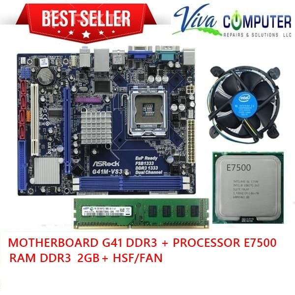 Jual Motherboard Mobo G41 DDR3 LGA775+E7500+RAM 2GB+FAN/Paketan ...