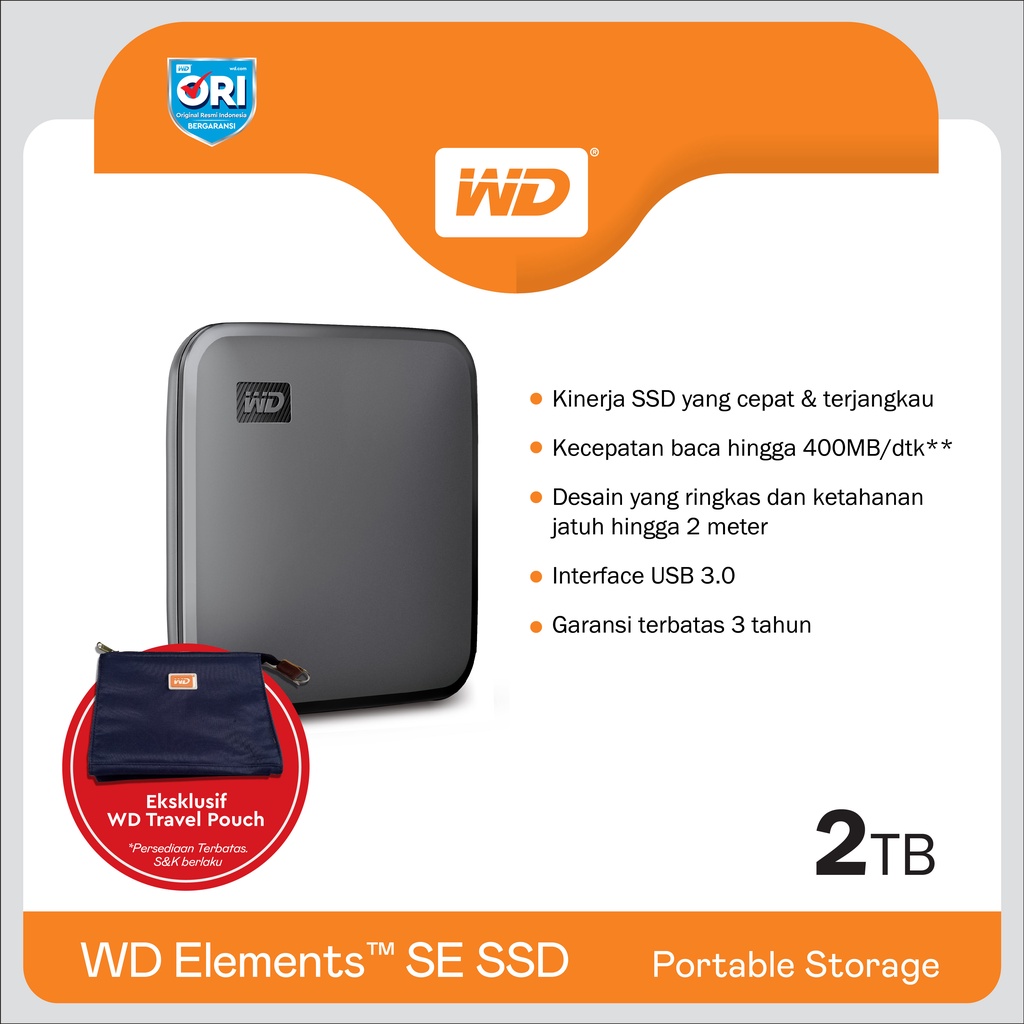 Jual WD Elements SE SSD Eksternal 2TB USB3.0 | Shopee Indonesia