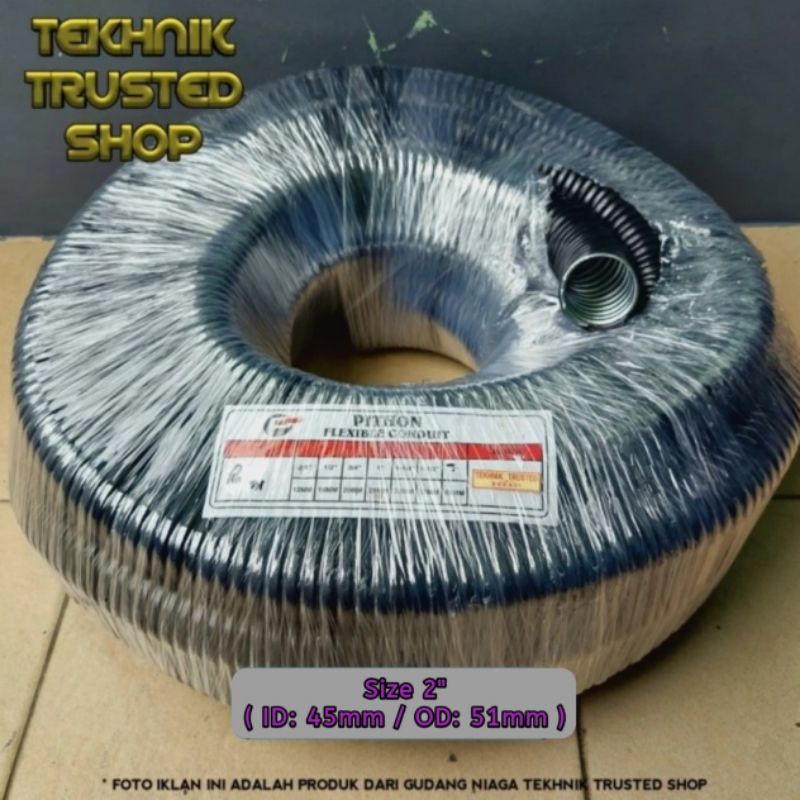 Jual Conduit metal vinyl coated 2" ID 45mm 1 ROLL Flexible hose cable ...