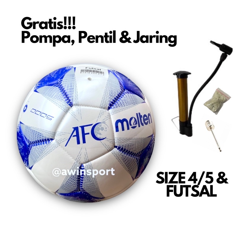 Jual BOLA SEPAK SIZE 4/5 & FUTSAL MOLTEN BAHAN PU JAHIT MESIN (FREE PENTIL, JARING & POMPA ...