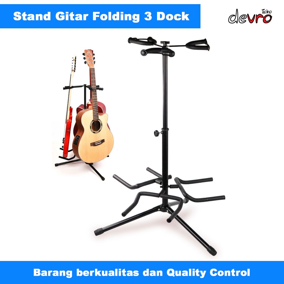 Jual Stand Gitar dgn 3 dan 2 Dudukan Adjustable Besi - Folding 3 & 2 ...