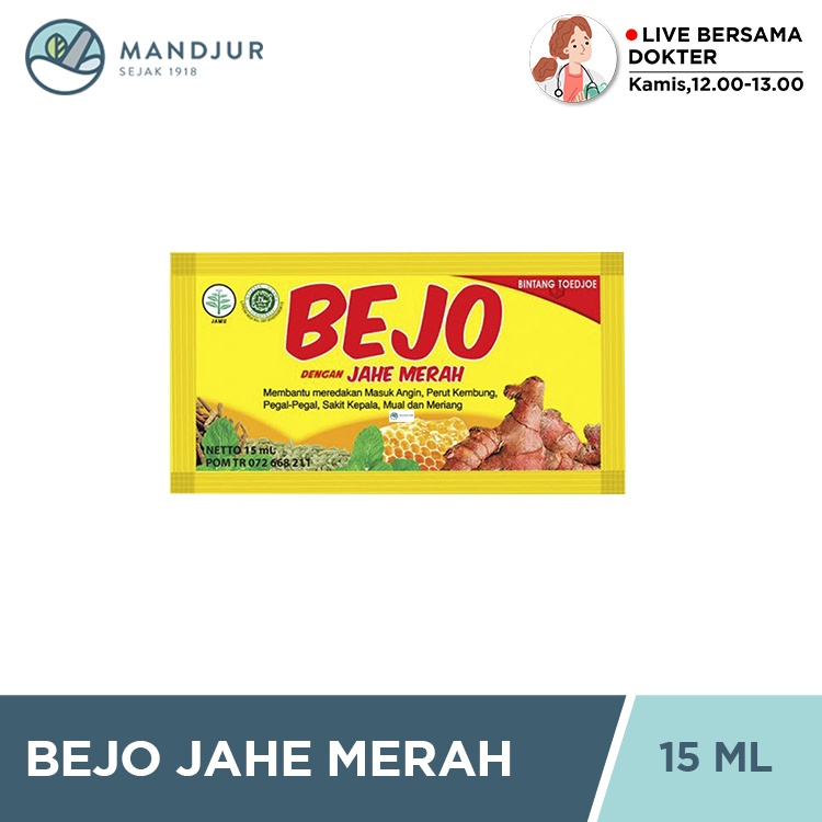 Jual Bejo Jahe Merah Sachet 15 mL - Sirup Herbal Untuk Masuk Angin ...