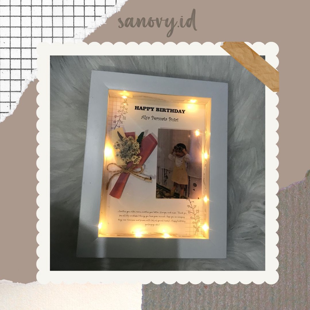Jual Flower Frame 3D Aesthetic ada lampunya / Kado Untuk Pacar cowok 1 ...
