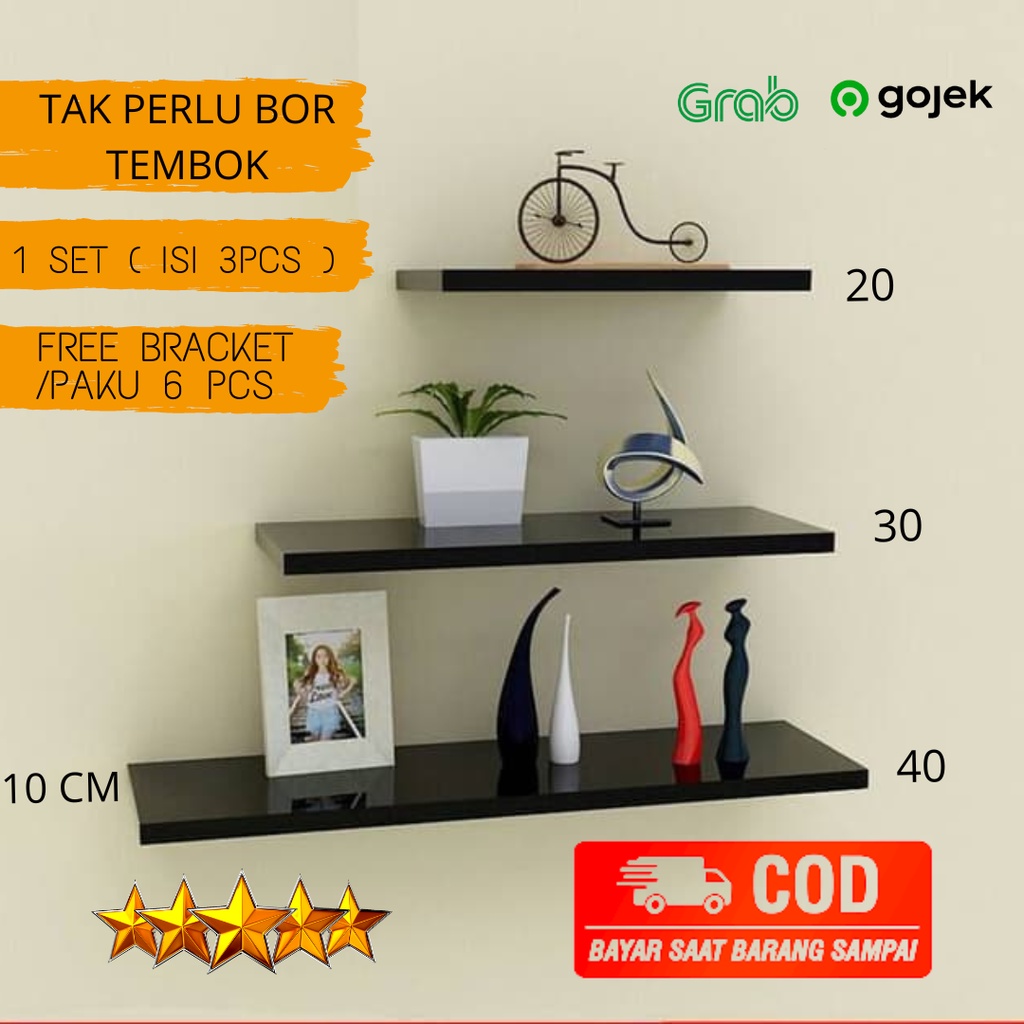 Jual rak dinding tempel minimalis ambalan kayu hiasan dinding ruang ...