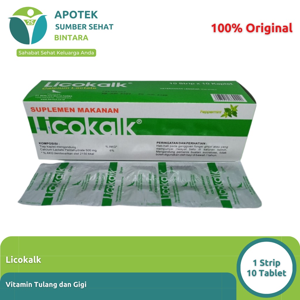 Jual Licokalk Vitamin Calcium Tulang dan Ibu Hamil 10 Tablet | Shopee ...