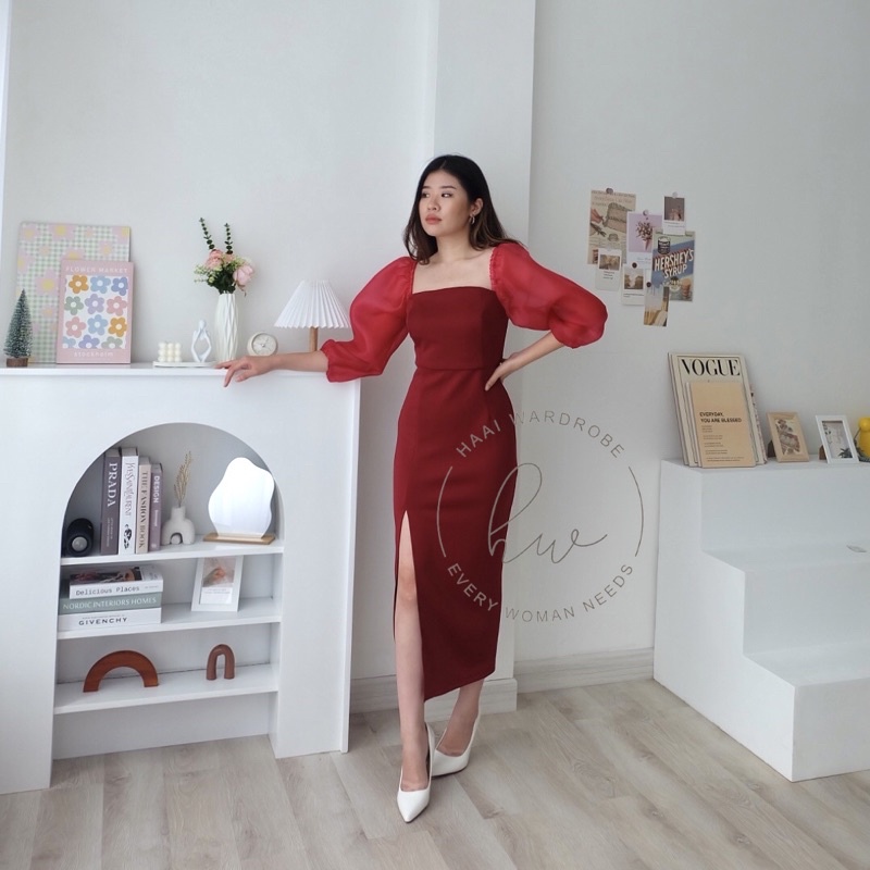 Jual HW - Hanah Dress - 434 - Dress Midi Long Dress Gaun Bridesmaid ...