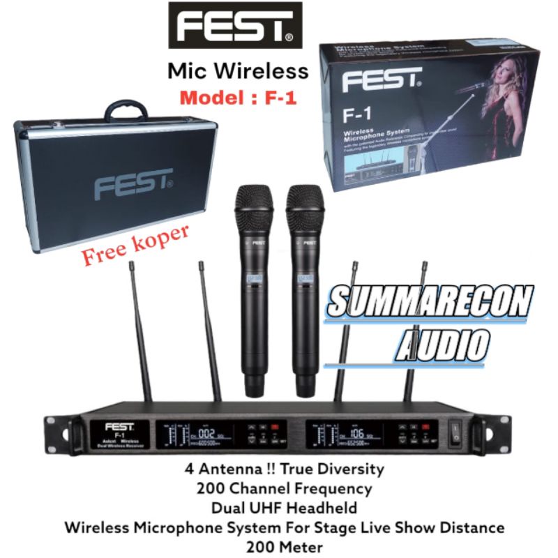 Jual Mic Wireless Fest F1 Handheld Original Free Koper Live Show ...